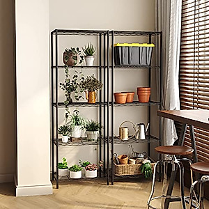 HOMEFORT 5-Tier Wire Shelving 5 Shelves Unit Metal Storage Rack Durable Organizer Perfect for Pantry Closet Kitchen Laundry Organization in Black,21”Wx14”Dx61”H