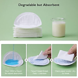 Momcozy Bamboo Fiber Disposable Nursing Pads, 100% Natural Materials and 100% Biodegradable, Skin Contacts Only Most Natural Materials, for Sensitive Skin, Individually Packaged（80 Count）