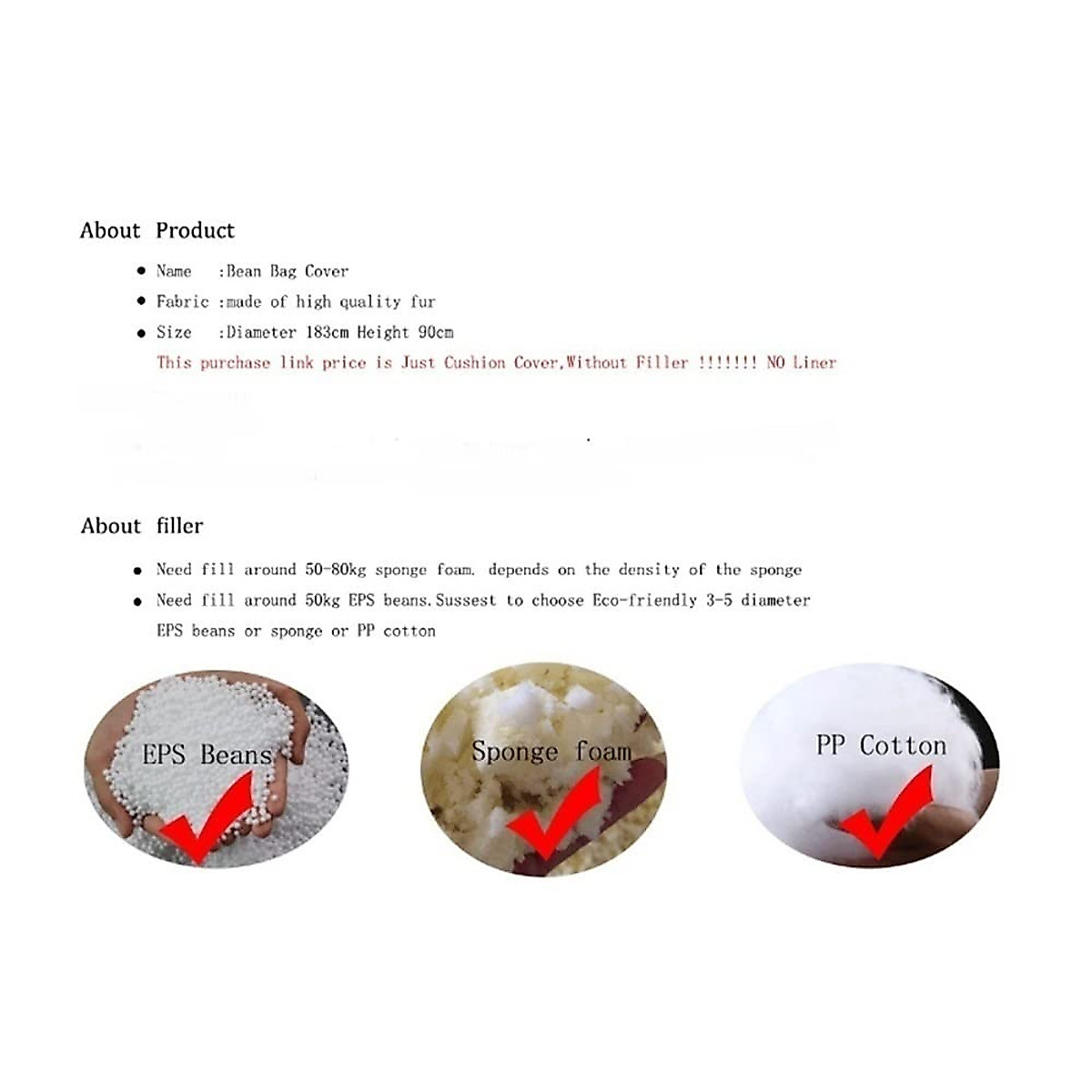 UOOD 7ft Giant Bean Bag Cover, Suede Lazy Sofa Cover Adult Bean Bag Sofa Chair Extra Large Fluffy Fur Portable Living Room Lazy Sofa Bed Cover No Filler (Color : Dark Grey)