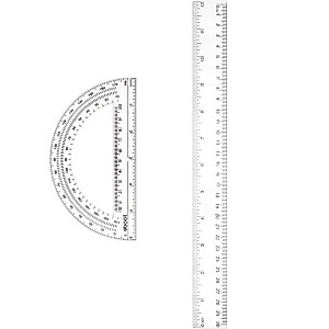 Zonon 2 Pack 12'' Plastic Ruler and 6'' Plastic Protractor Set Clear Ruler Protractor Set Math Geometry Supplies for School Classroom Home Office Drawing(Clear)
