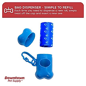 Downtown Pet Supply Dog Poop Bags (1000 CT - Rainbow Paw Print Bags & 2 Dispensers) Waste Bag Dispenser Clips to Dog Leashes Bags & Dog Harnesses- Poop Scoop Bags are Leak-Proof Bags & Unscented