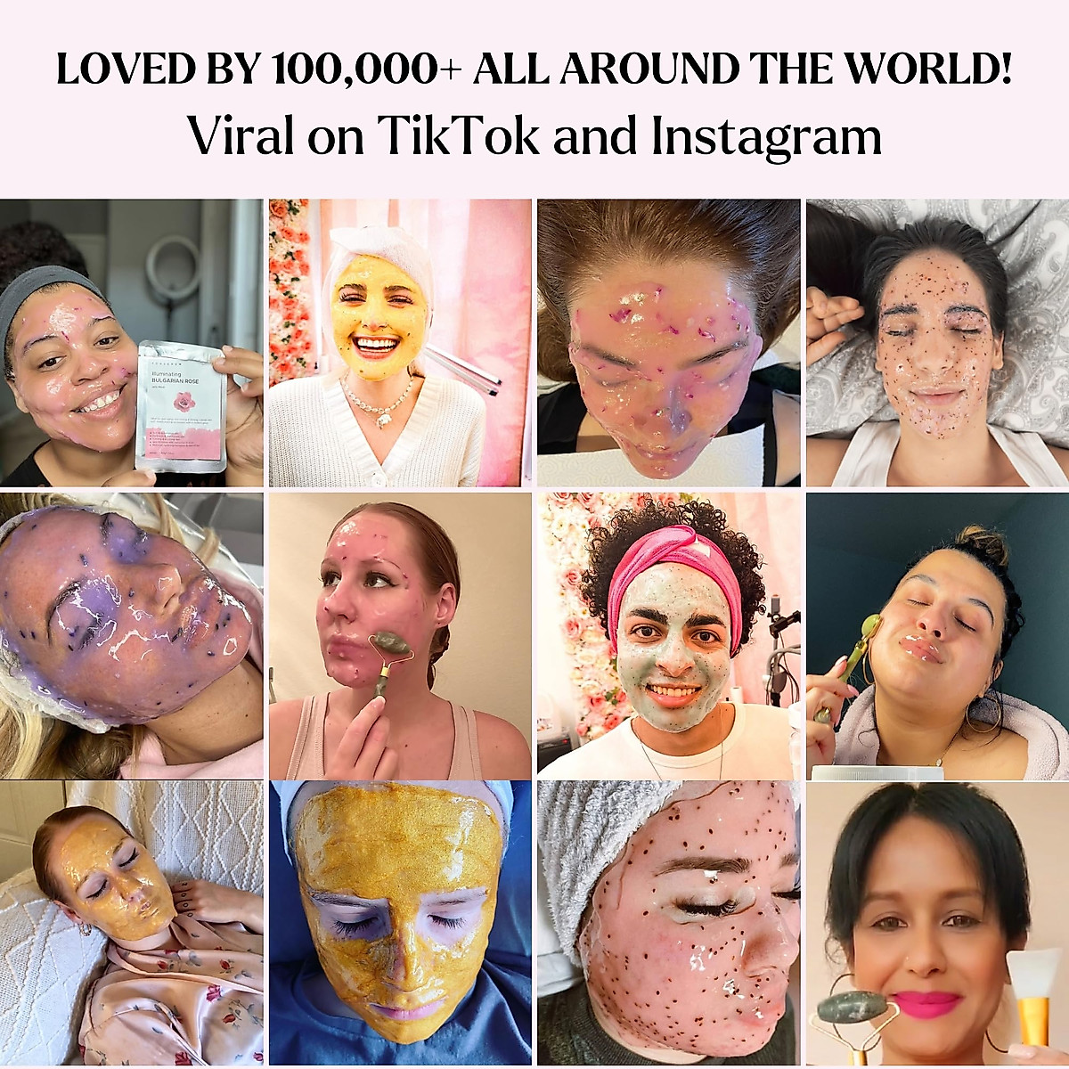 Jelly Mask for Facials - 12 Flavors Hydrating & Brightening Jelly Face Masks | Free Jade Roller & Spatula | Bulgarian Rose, Lavender, Hyaluronic Acid, 24K Gold face mask skin care |Vajacial Jelly Mask