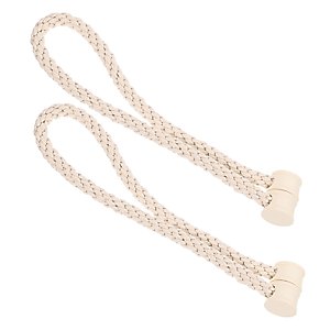 SOLUSTRE Magnetic Tiebacks for Drapes 2 Pack Easy Install No Drilling Needed Cotton Rope Weave Decorative Functional Suitable for Home Office Decor