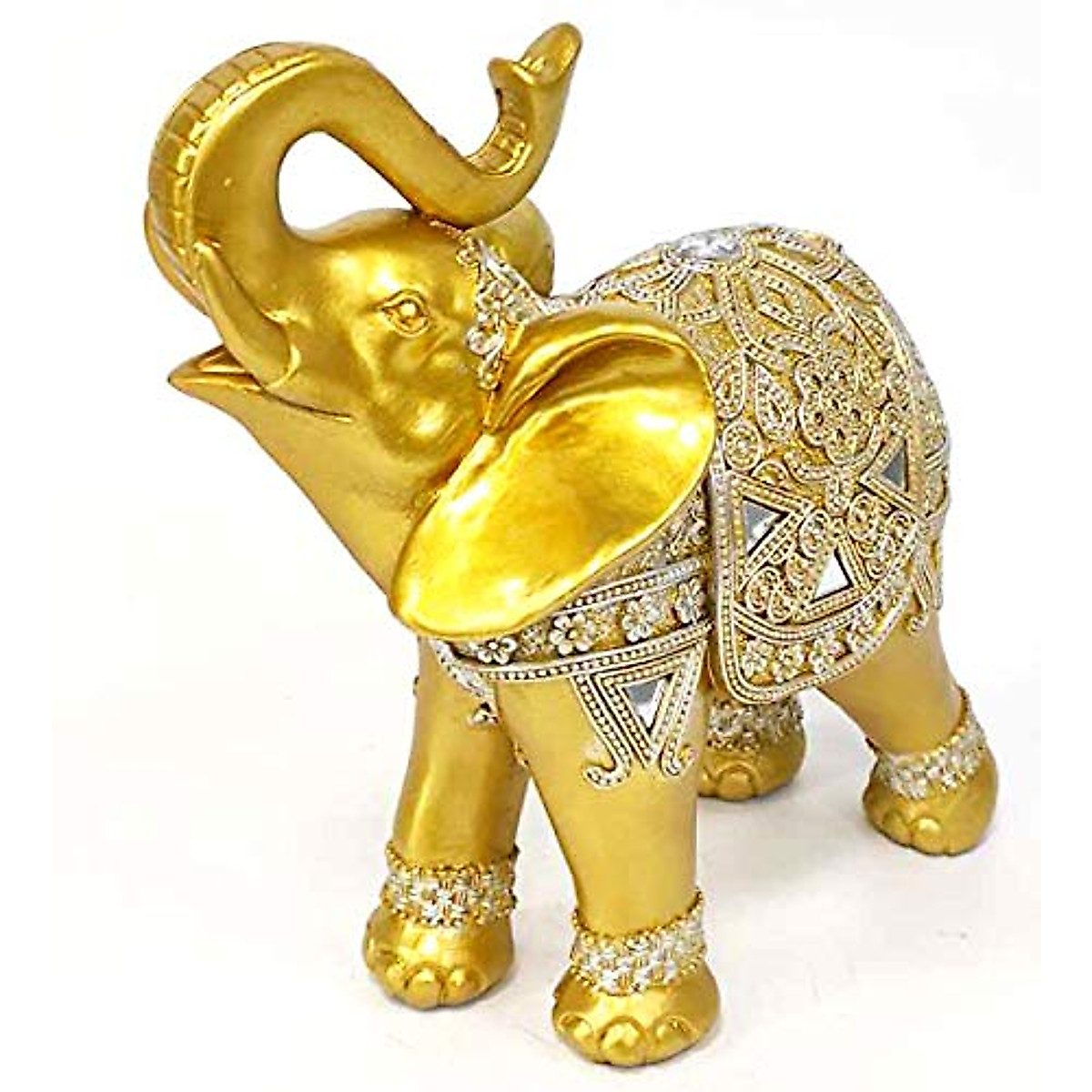 Dalax- 9"(H) Elephant Statue Figurines Home Decor Trunk Facing Upwards Lucky Figurine Living Room Office Decorations Ornaments Statues Gift Set Art Accent Good Luck Centerpiece Gifts Collection