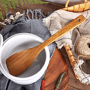 Wooden Spatula,Slotted Turner,Soup Ladle,Long Handle Utensils Set,Handmade for Kitchen Cookware (Wooden Utensil 4 Sets)