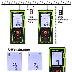 Zokoun Laser Distance Measure 165Ft, Backlit LCD, M/in/Ft with High Accuracy Pythagorean Mode, Measure Distance, Area and Volume, Record Storage 99 Data and Include 2 AAA Battery (CS50)