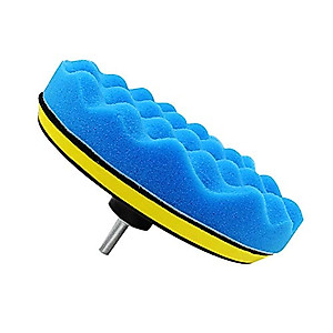 Qillu 10 Pcs Sponge Polishing Buffing Waxing Pad Kit for Car Polisher Buffer With Drill Adapter(5inch)