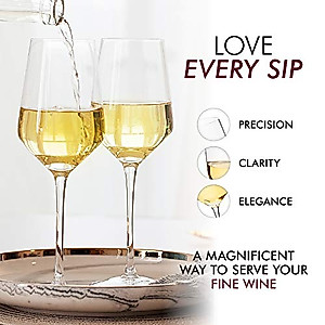 ELIXIR GLASSWARE Crystal Wine Glasses – Hand Blown Red & White Wine Glasses – Set of 4 Long Stem Wine Glasses, Premium Crystal – Wedding, Anniversary, Christmas – 13 oz, Clear