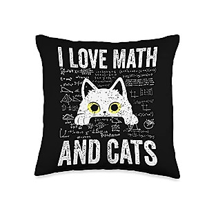 Lucky Designs Apparel I Love Math Cats Lover Throw Pillow, 16x16, Multicolor