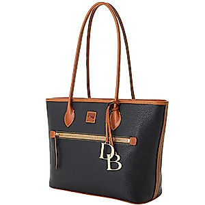 Dooney & Bourke Large Tote Bags for Women, Pebble Grain Leather Tote Bag with Zipper and Long Shoulder Straps - Black