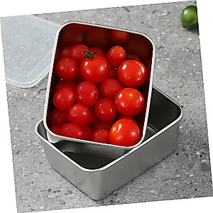 AUTSUPPL 4pcs Boxes Crisper Freezer Meal Prep Container Stainless Bread Lid Portable Refrigerator Fruit Containers for Fridge Keep Fresh Kimchi Container Sealing Food Boxes Stainless Steel