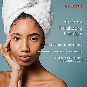 BioMiracle Total Pore Therapy Purifying Mask, Detoxifying Mask, Shrink Pores, Plant Stem Cell Treatment, Collagen Infusions, Vitamin E, (5 Pack)