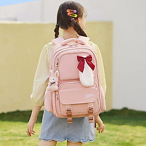 YOJOY Laptop Backpack 15.6 Inch School Bag Kids Elementary Primary Backpacks Large College Bookbags for Women Girls Teens Waterproof Travel Daypack (Pink)