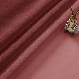 DWCN Faux Linen Ombre Sheer Curtains - Gradient Semi Voile Grommet Top Window Curtains for Bedroom and Living Room, Set of 2 Panels, 52 x 84 Inches Long, Burgundy