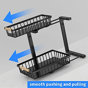 KEKAPE Under Sink Organizer and Storage,Height Adjustable Under Sink Organizer, Single 2 Tier Pull Out Drawer Cabinet Organizer for Kitchen Bathroom Storage