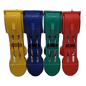 Handy Housewares Jumbo Heavy Duty Plastic Snack Chip Food Bag Clips - 4 Pack - Great for Uses Around The House