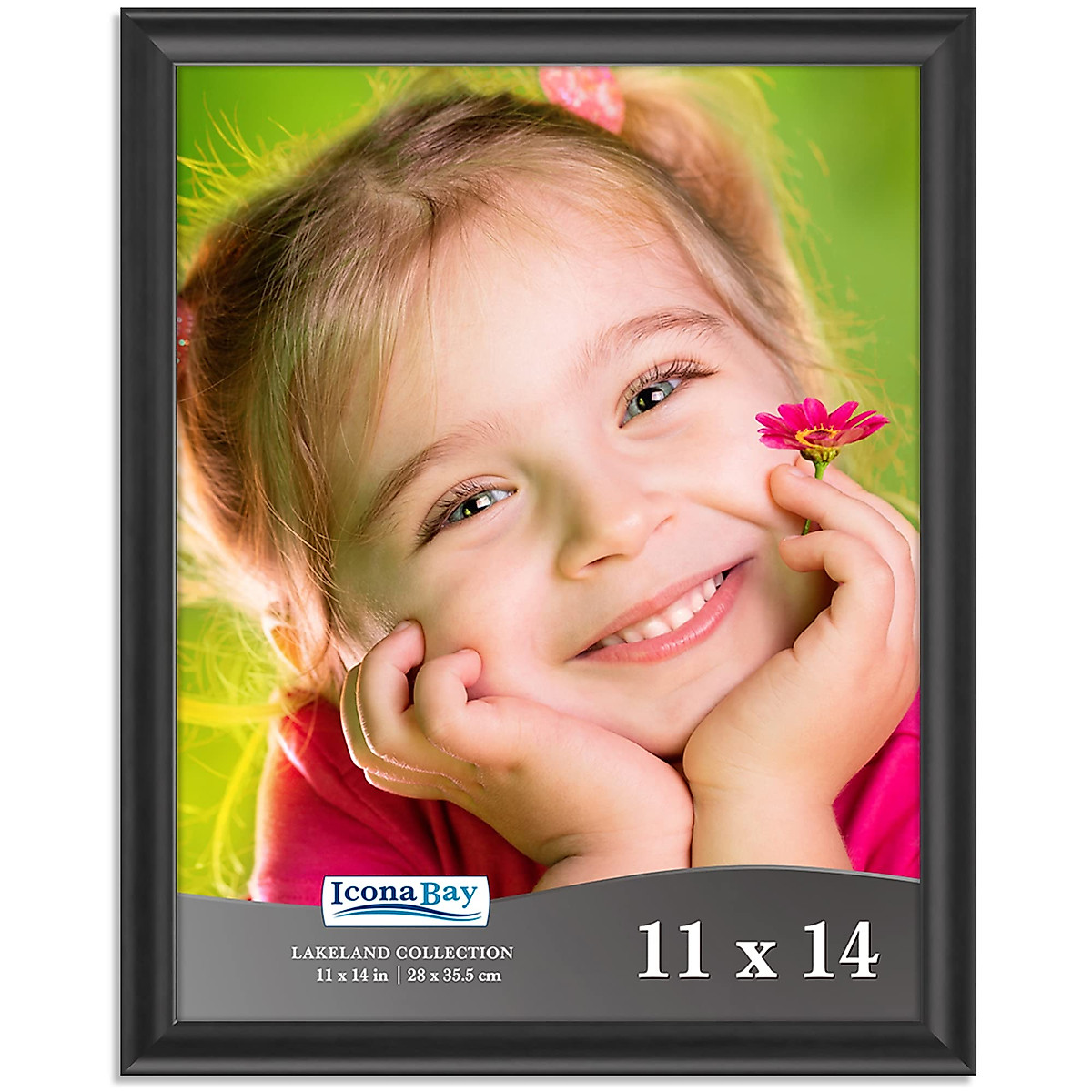 Icona Bay 11x14 (28x36 cm) Black Picture Frame, Contemporary Photo Frame 11 x 14, Composite Wood Frame for Walls or Table Top, Lakeland Collection