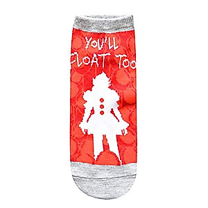 Hyp IT Movie Pennywise You'll Float Too Stephen King Juniors/Womens 5 Pack Ankle Socks