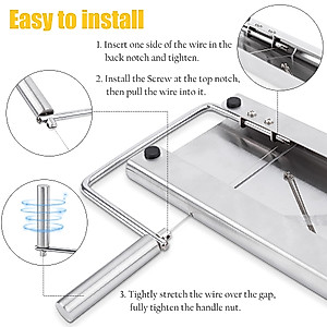 PL ZMPWLQ Cheese-Slicers with Wire, Cheese Slicer Stainless Steel with 4 Replacement Wires Cheese Cutters Accurate Size Scale,Wire Cheese Slicer for Soft Cheese, Cheese Cutter Wire Cheese Slicer