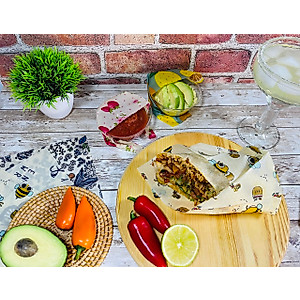 Beeswax Wraps 3 Packs - Organic Cotton - Eco Friendly Wax Sheet Wrappers - Plastic and Silicone Free - Reusable Beeswax Food Wraps in 3 Sizes (S,M,L) (Butterfly Print)