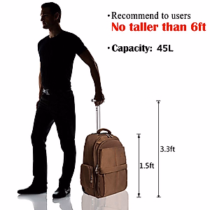 HollyHOME 19 inches Wheeled Rolling Backpack for Men and Women Business Laptop Travel Backpack Bag, Brown