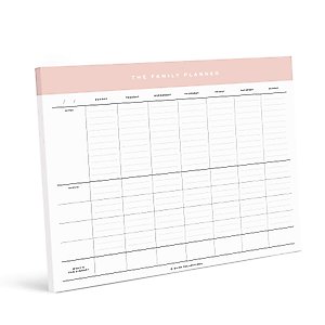 Bliss Collections Family Planner with 50 Undated 8.5 x 11 Tear-Off Sheets - Simple Pink Daily and Weekly Calendar for Planning and Organizing Family Activities, Appointments, Tasks, Chores and Meals