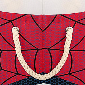 LLCXCSI Storage Baskets, Foldable Round Organizer Bins with Dual Handles Nursery Closet Shelf Storage Cube Box for Clothing, Books, Cosmetic, Toys, (Red Spider Web,19.4"x13.3")