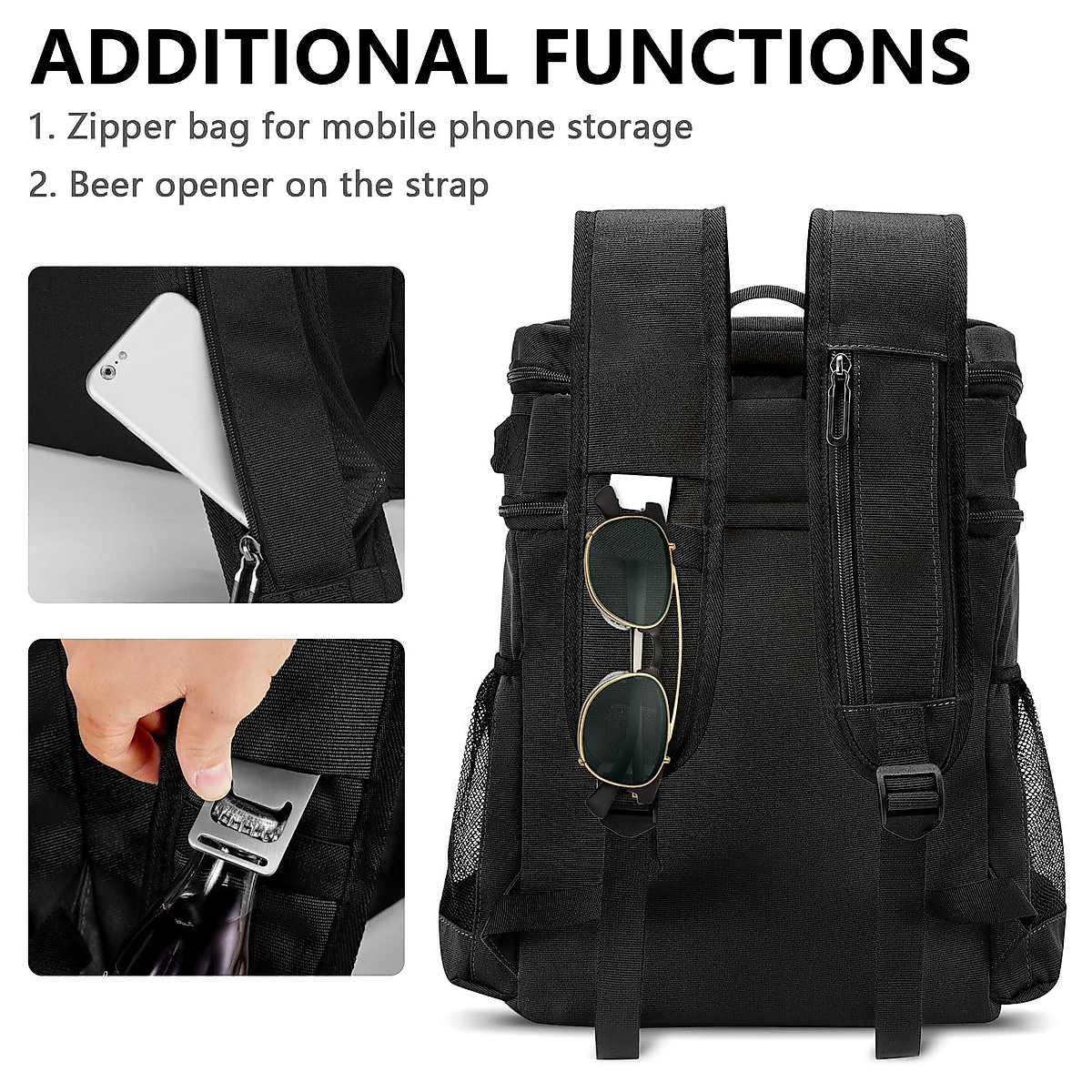 TOTEXISAP Cooler Backpack 54 Cans, Backpack Coolers Insulated Leak Proof, Large Capacity Beach Ice Chest Backpack, Waterproof Soft Cooler Bag Lunch Backpack for Men Women Camping Hiking (Black)