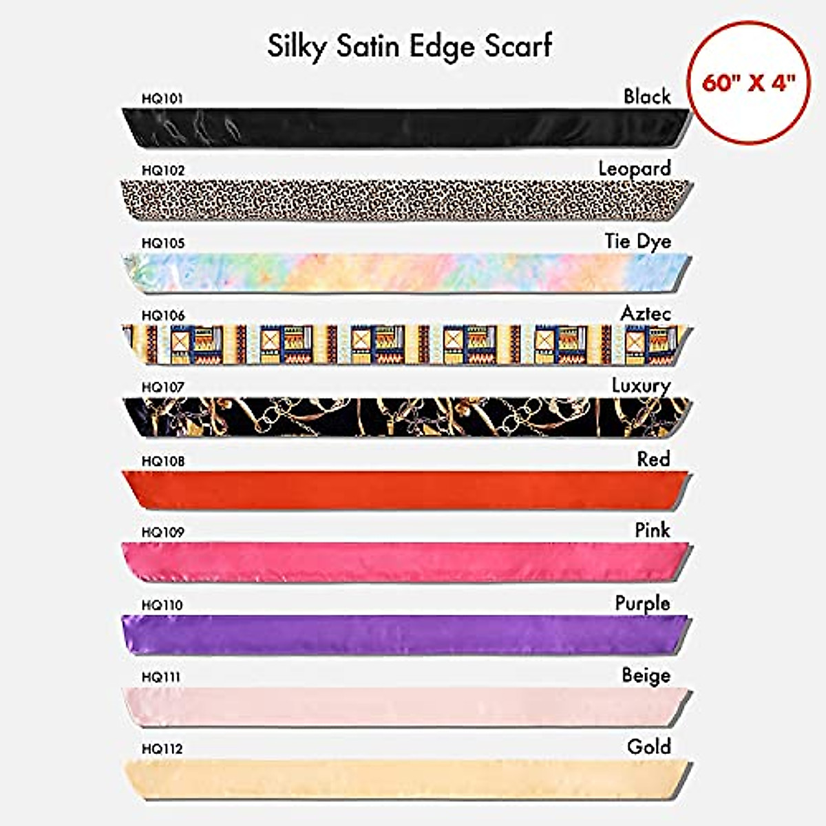 Red by Kiss Edge Laying Scarf Wrap for Hair Edge Silky Satin Scarf 4 PACK