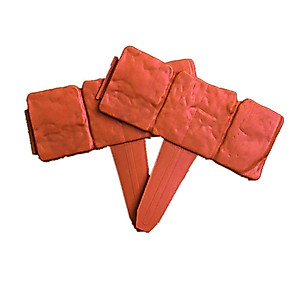 20 Pcs Plastic Garden Edging, Fence Imitation Stone, Garden Fence – Folding Mosaic Garden Fence Gray (Orange)