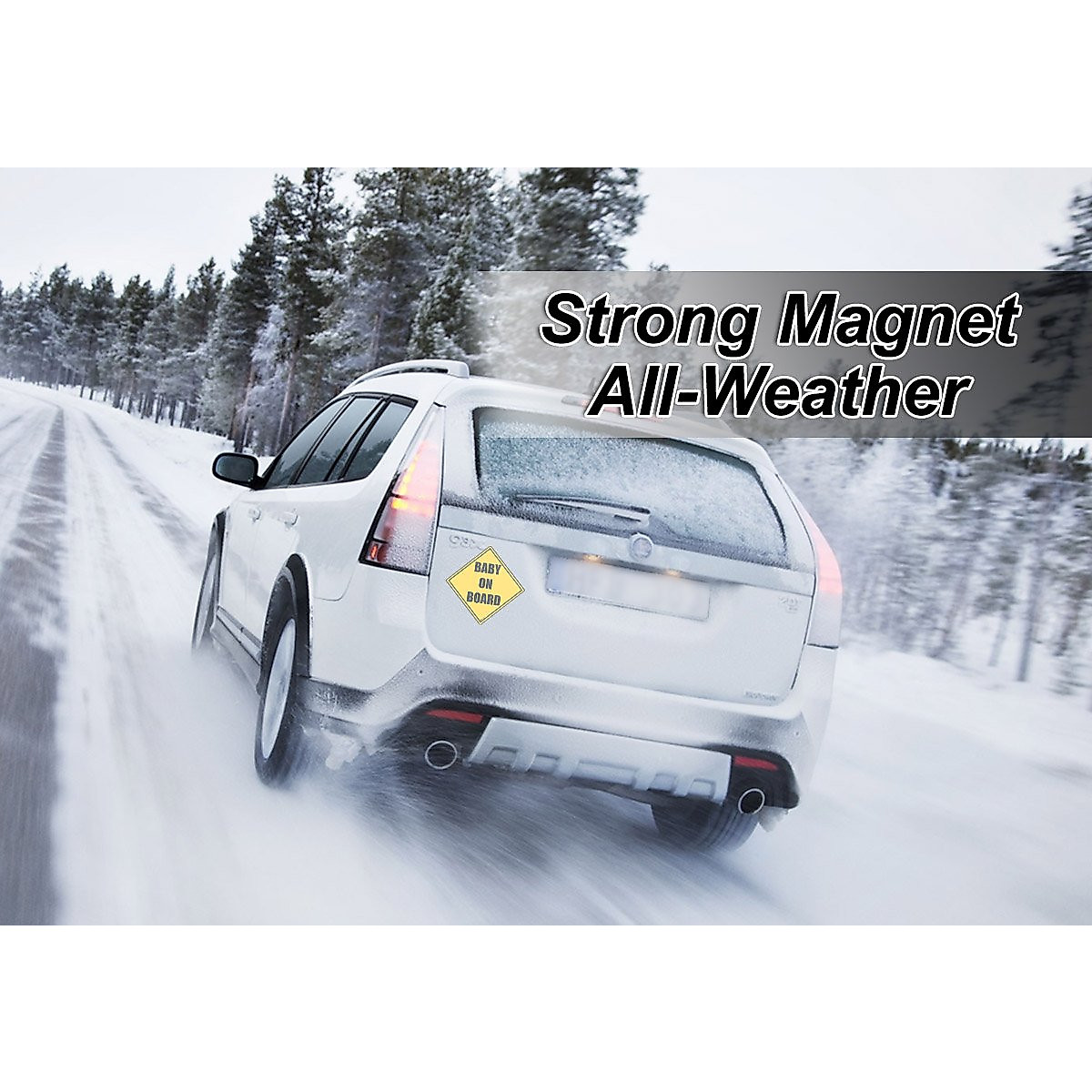 Zento Deals 2 Pack of Baby on Board Reflective Bright Yellow Magnetic Signs for Car - Best Safety Sign Accessories for Cars 5’’ by 5’’