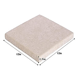baibu 12x12 Inches Stool Cushion Square with Ties Set of 2, Non-Slip Bar Stool Cushion Square Seat Cushion with Machine Washable Cover - 2 Cushions Only (Beige, 12x12x1.5in)