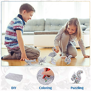 Syhood 36pcs 3D Coloring Puzzle Set Animal Painting Puzzle Crafts for Girls Set Include 12 Creative DIY Painting with 24 Coloring Pens for Boys and Girls Educational Birthday Gift Supplies