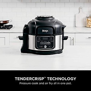 Ninja OS101 Foodi 9-in-1 Pressure Cooker and Air Fryer with Nesting Broil Rack, 5-Quart Capacity, and a Stainless Steel Finish (Renewed)