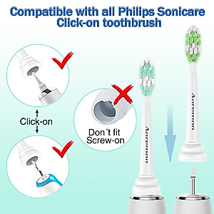 Aoremon Replacement Heads for Sonicare Philips Toothbrush: Compatible with Sonicare DiamondClean HX6063/65, 2 Series Hx9023/65 and Other Click on Electric Toothbrush