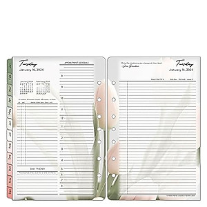 FranklinCovey - Blooms Two Page Per Day Ring-Bound Planner (Classic, Jan 2024 - Dec 2024)