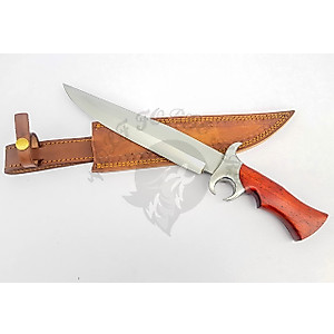 wolf forge art Handmade American Hunting Bowie knife stainless steel Best Hunting Knives For Outdoors Camping survival knife With Leather Sheath