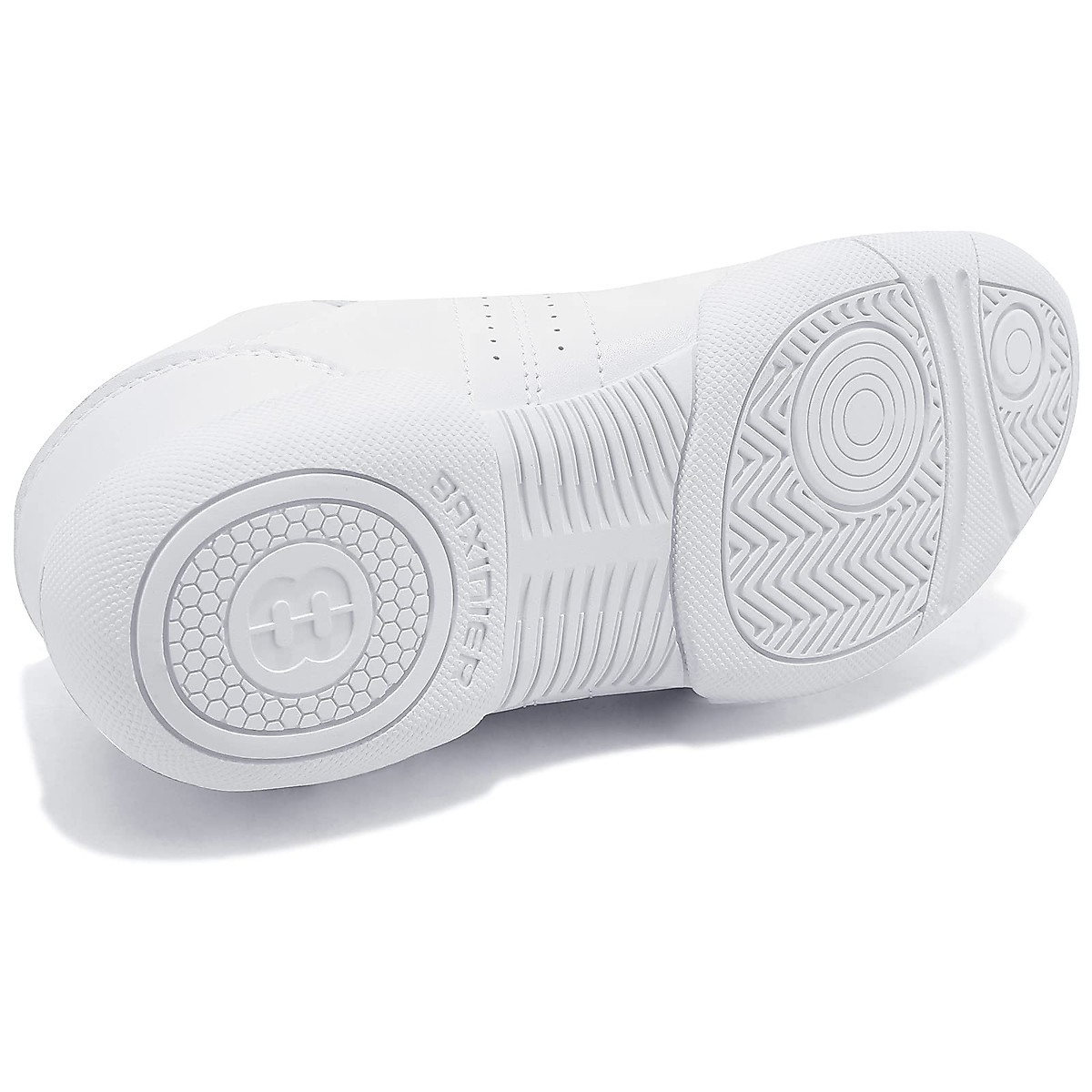 BAXINIER Youth Girls White Cheerleading Dancing Shoes Athletic Training Tennis Walking Breathable Competition Cheer Sneakers - White 13.5 Little Kid
