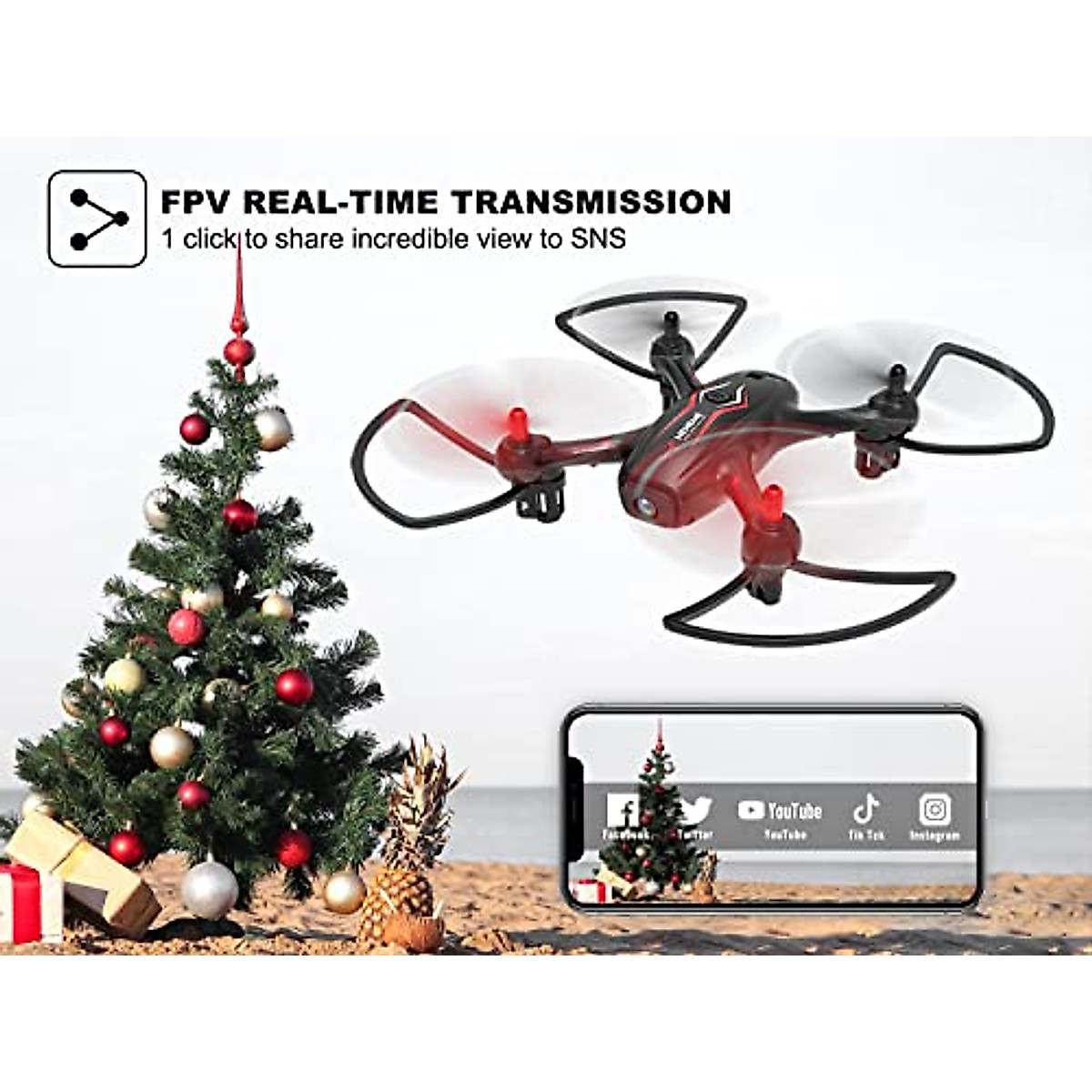 NEHEME NH530 Drones with Camera for Adults Kids, FPV Drone with 1080P HD Camera, RC Quadcopter for Beginners with Gravity Sensor, Headless Mode, One Key Return/Take Off/Landing, Drone with 2 Batteries