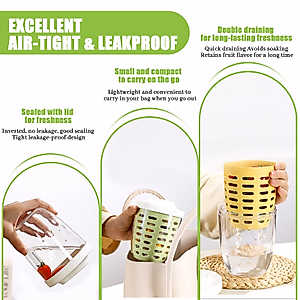 MdakeGo 20oz Fruit Salad Storage Cup with Lids and Fork, Reusable Plastic Fruit Storage Containers for fridge with Drain Baskets, BPA-Free & Leak-Proof, Keep Fruits, Vegetables Fresh Longer (Green)