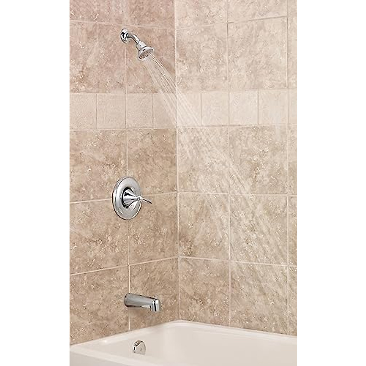 Moen Eva Brushed Nickel Posi-Temp Single-Handle Tub and Shower Trim Kit with Shower Head, Shower Arm, Tub Spout, and Lever Handle, (Valve Required), T2133BN