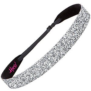 Hipsy Adjustable Non Slip Wide Bling Glitter Headband for Women Girls & Teens (Silver)
