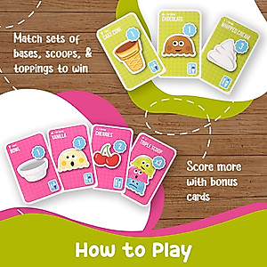 Stack The Scoops Ice Cream Card Game - Irresistible Kids Card Games - Color Matching Games - Fun Family Games to Practice Addition and Multiplication - Travel Card Games
