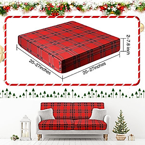 Newwiee 8Pcs Patio Cushion Covers Stretch Outdoor Cushion Cover Replacement for Patio Furniture Sofa Couch Slipcovers, Soft Flexibility Washable Furniture Protector(Waterproof Pure,Red, Green)