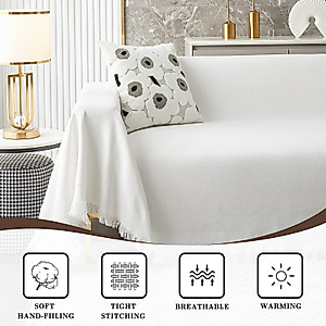 MYSKY HOME Couch Covers for 2 Cushion Couch Sofa Slipcovers Geometrical Sofa Covers for Living Room Sectional Sofa Covers for Dogs (X-Large, 71" x 118", White)