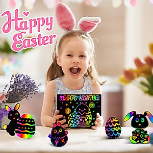 RMJOY Rainbow Scratch Off Paper for Kids: Easter Crafts Gifts for Kids 60pcs Magic Arts Supplies for Age 3-12 Teen Toys Games for Valentines Birthday Christmas Basket Stuffers |Party Favors