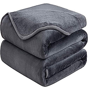 Soft Queen Size Blanket for All Season Warm Fuzzy Microplush Lightweight Thermal Fleece Summer Autumn Fall Winter Spring Blankets for Queen Full Bed Couch Sofa,90x90 Inches,Dark Gray