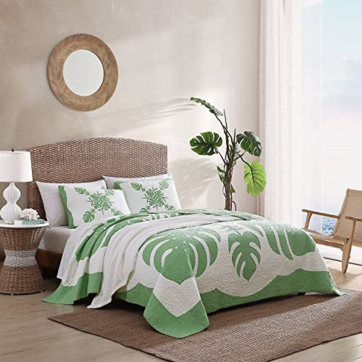 Tommy Bahama - King Sham, Cotton Bedding with Envelope Closure, Breathable Home Decor (Molokai Green, 21x37)