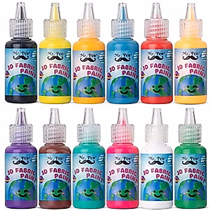 Mr. Pen- 3D Fabric Paint Set, 12 Colors, 0.67 oz, Puffy Paint for Fabric, 3D Paint, Puff Paint for Clothing, T-Shirt Paint, Puffy Paint for Crafts, Puffy Fabric Paint, Fabric Paint for Clothes