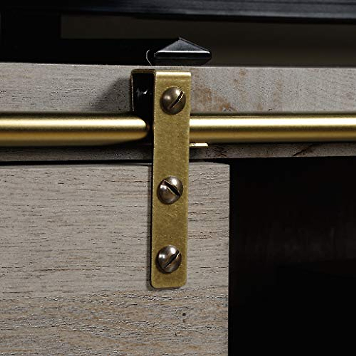 Sauder Cannery Bridge Credenza, L: 17.638" x W: 59.370" x H: 33.425", Mystic Oak finish